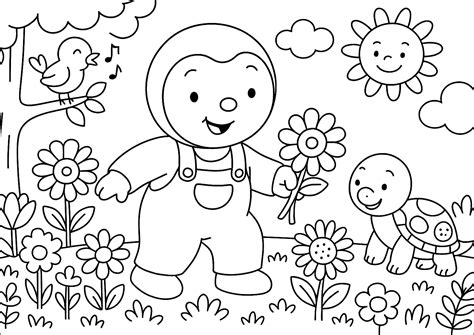 Tchoupi And His Turtle Friend Tchoupi Coloring Pages