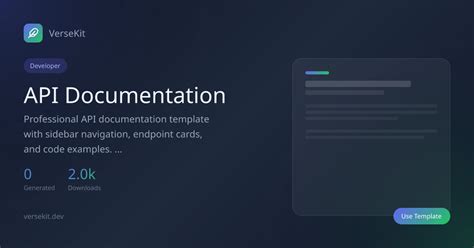 Api Documentation Free Document Template Versekit