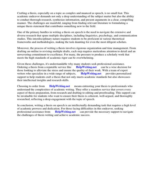 Sample Thesis For Speech Pdf