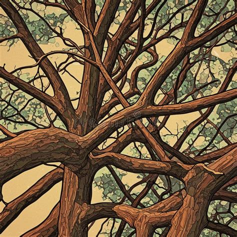 Branches Intertwine In A Complex Pattern Depicted In An Illustrative