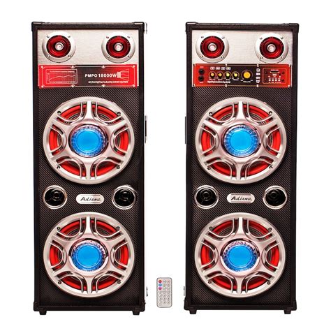 Set Boxe Profesionale Active Ailiang 400 W Bluetooth Usb Sd Fm Karaoke Joc Lumini 4 X 10