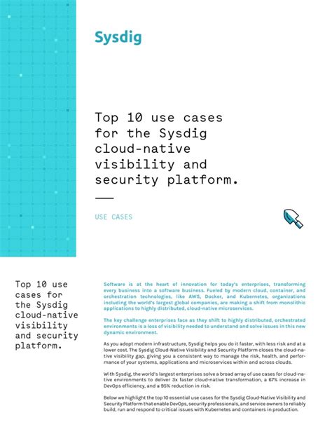 Top 10 Use Cases For The Sysdig Cloud Native Visibility And Security