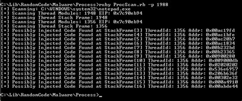 Scanning Process Memory For Injected Code