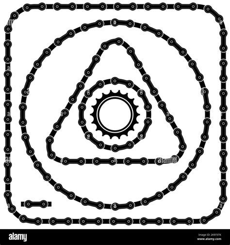 Set Of Differente Bicicle Chain Frames Isolated On White Background