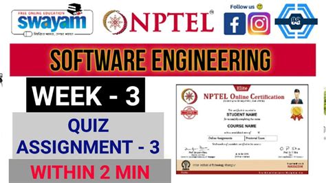 Software Engineering Nptel Week 3 Quiz Assignment Solution