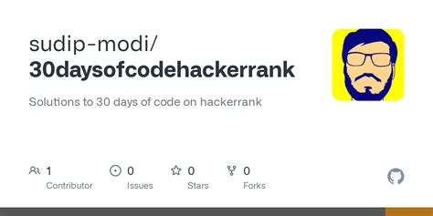 Github Sudip Modi Daysofcodehackerrank Solutions To Days Of Code On Hackerrank