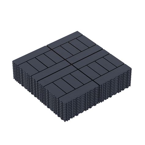 Bybafun 12 In X 12 In 44 Pack Gray Prefinished Pvc Deck Tile 44 Sq Ft