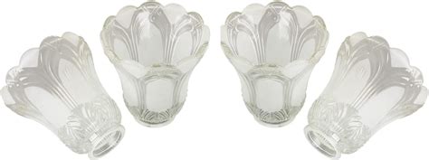 Skelang 4 Pcs Ceiling Fan Light Covers Hammered Glass Shade Bell