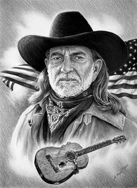 Willie Nelson American Legend By Andrew Read ~ Graphite Drawing