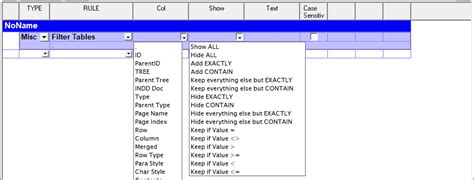 Filter Tables Adobescripts