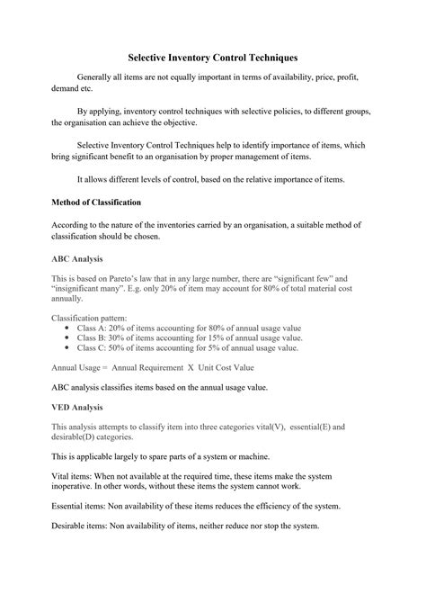 Solution Selective Inventory Control Techniques Studypool