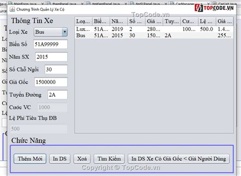 Code đồ án Java Swing QuẢn LÝ Xe Code Phần Mềm Quản Lý