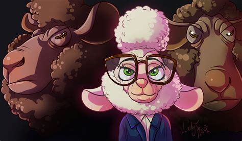 Confident Pink Sheep With Glasses Animated Character Art 3031721