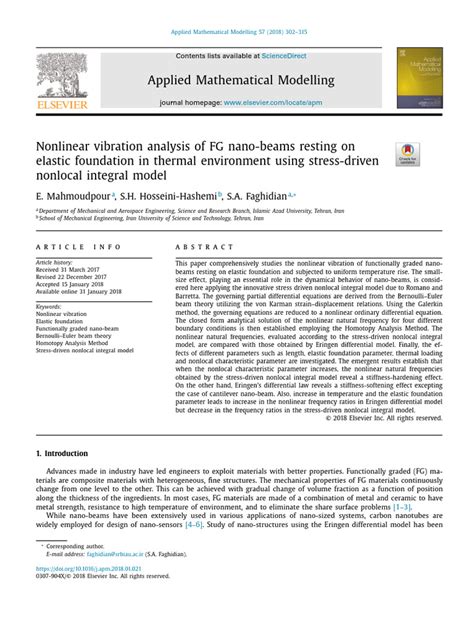 12nonlinear Vibration Analysis Of Fg Nano Beams Resting On Elastic