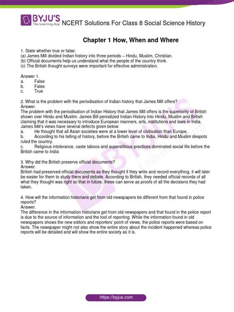 Ncert Solutions For Class 8 Social Science History Chapter 1 How When