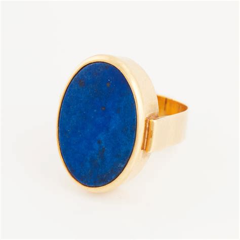 Birger Haglund An 18k Gold Ring Set With A Flat Oval Lapis Lazuli Stockholm 1987 Bukowskis