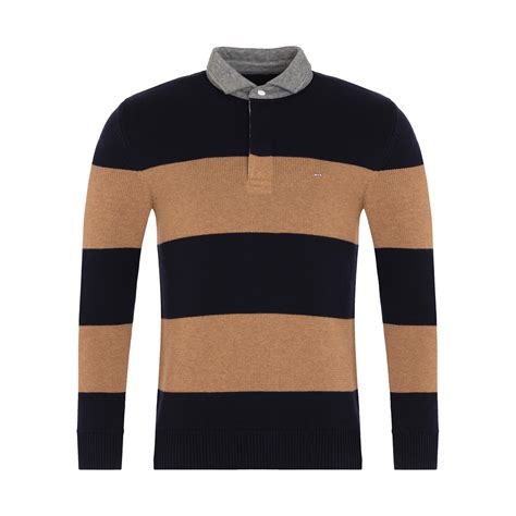Eden Park Brown Striped Polo Neck Jumper Mam5 Frasers