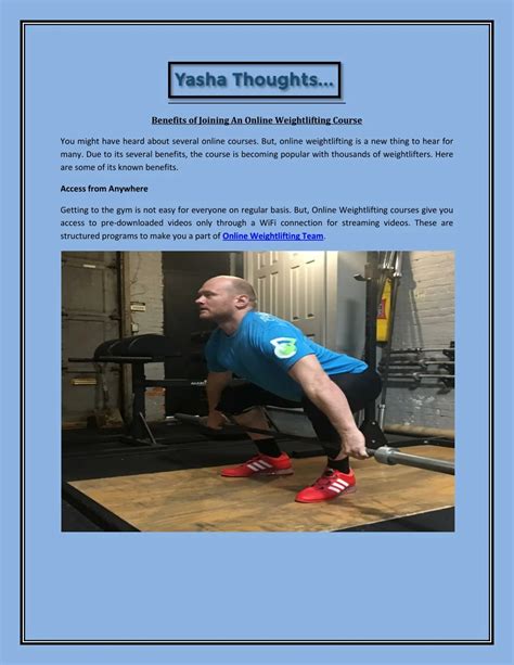 Ppt Benefits Of Joining An Online Weightlifting Course Powerpoint
