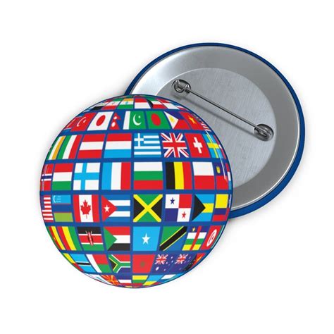 World Flags Button Pin Button Country World Globe Flag Custom Pin