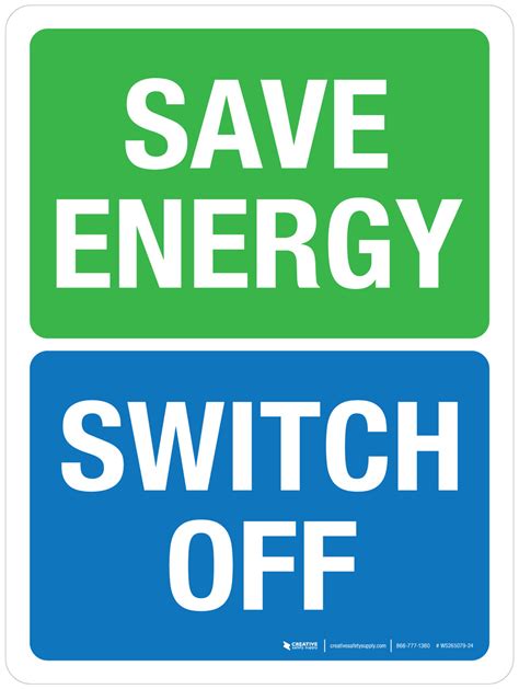 Save Energy Switch Off Portrait Wall Sign