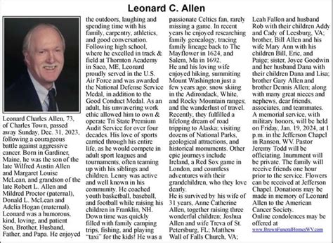 Leonard C Allen Obituaries Journal