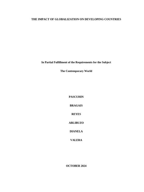The Impact Of Globalization On Developing Countries Pdf Globalization Developing Country
