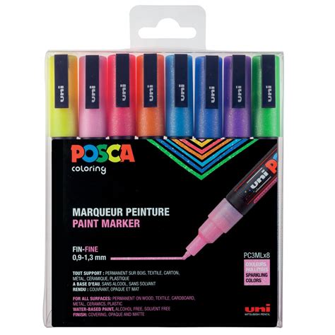 Posca Posca Pc 3m Glitter Tones Set Of 8 Pen Store