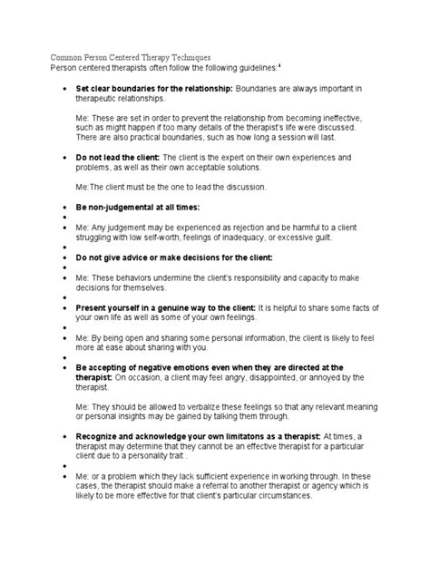 Common Person Centered Therapy Techniques Pdf