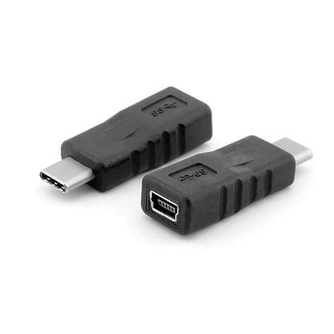Mini Usb Min B Female To Usb 3 1 Type C Male Adapter Black Moddiy