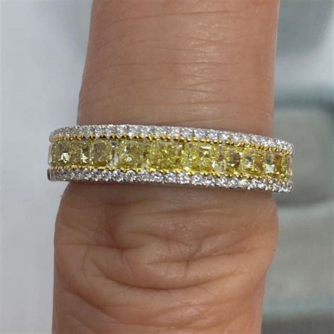 Yellow Diamond Wedding Band Natural Fancy Yellow Diamond Band 18k