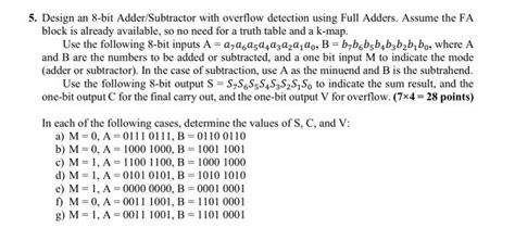design an 8 bit adder subtractor with overflow