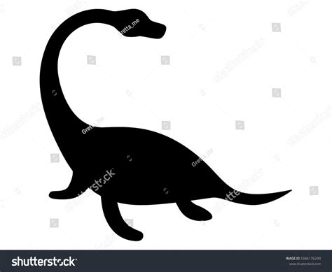 Plesiosauria Silhouette Isolated On White Background Stock Vector