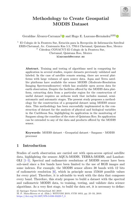 Pdf Methodology To Create Geospatial Modis Dataset