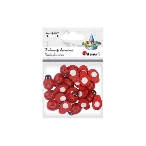Set 24 Buburuze Autoadezive Craft Fun Titanum Lemn 14 X 19 Mm Rosu Emagro
