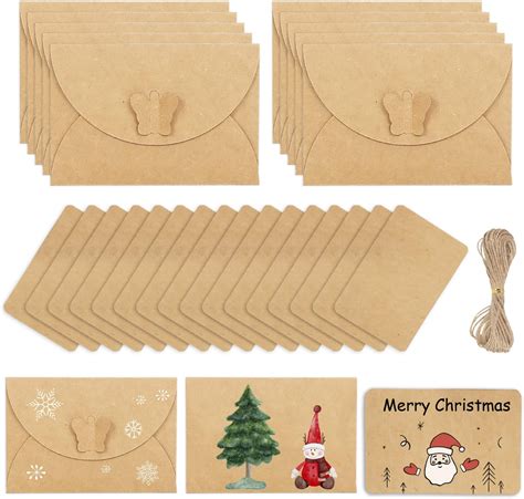 25 Pièces Mini Enveloppe Kraft Avec 25 Cartes Vierges 106×76cm