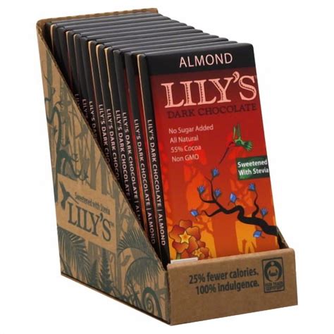 Pack Of 12 Lilys Sweets Chocolate Bar Dark Almond 3 Oz