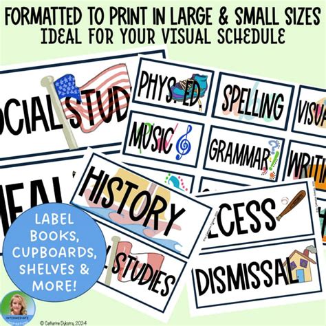 Classroom Decor Subject Cards For Visual Schedule Organizer Labels With