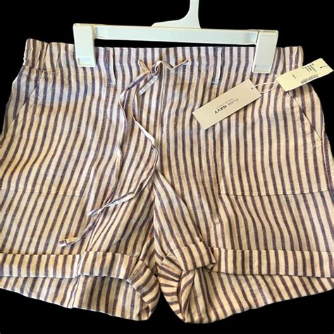 Nautica Shorts Pure Navy Medium Stripped Red White And Blue Linen