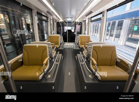 Interior Of Gold Class Carriage Of Tram On New Dubai Tram System In Marina District Of Dubai