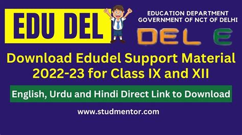 Download Edudel Support Material 2022 23 For Class Ix And Xii