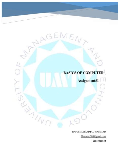 basics of computer assignment 1 hafiz muhammad hammad s2019321034
