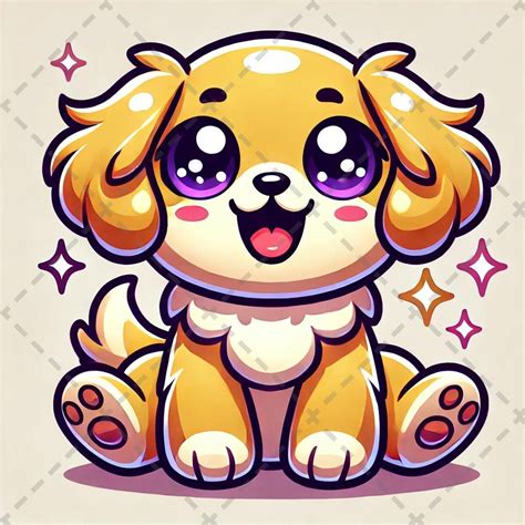 Cute Kawaii Golden Retriever Etsy