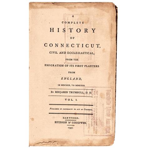 1797 History Book Titled A Complete History Of Connecticut By
