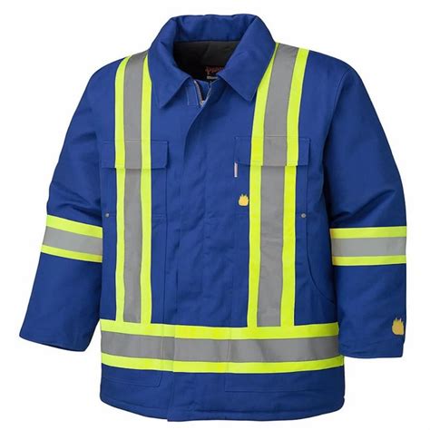Full Sleeves Striped Blue Reflective Safety Jacket For Construction