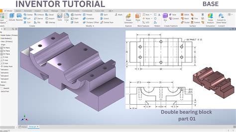 Autodesk Inventor 3d Modeling Tutorial Double Bearing Assembly Body Part 01 Youtube