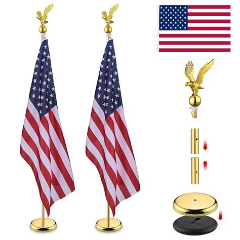 House Of Hampton® 6ft Indoor Flag Pole Kit Eagle Topper Aluminum Gold