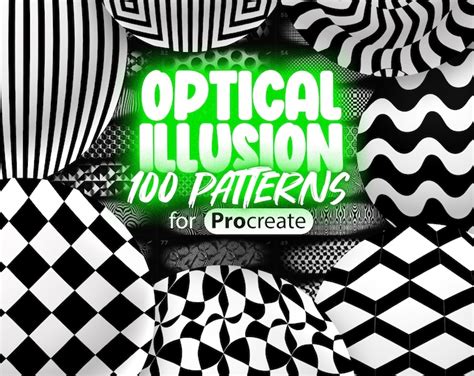 100 Procreate Optical Illusion Pattern Brush Geometric Pattern For