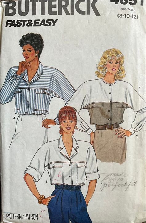 Out Butterick 4651 Sewing Pattern Vintage Cut Out Chemisier Pour