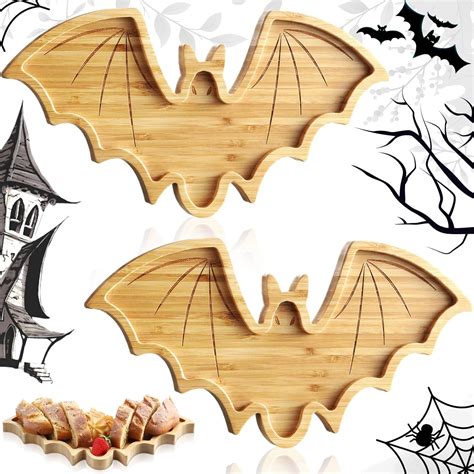 Sintuff 2 Pcs Halloween Charcuterie Board Funny Bamboo