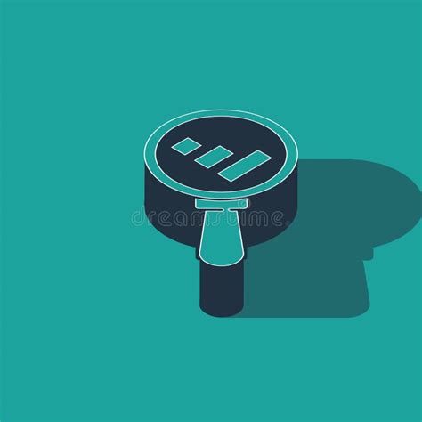 Isometric Magnifying Glass And Data Analysis Icon Isolated On Green